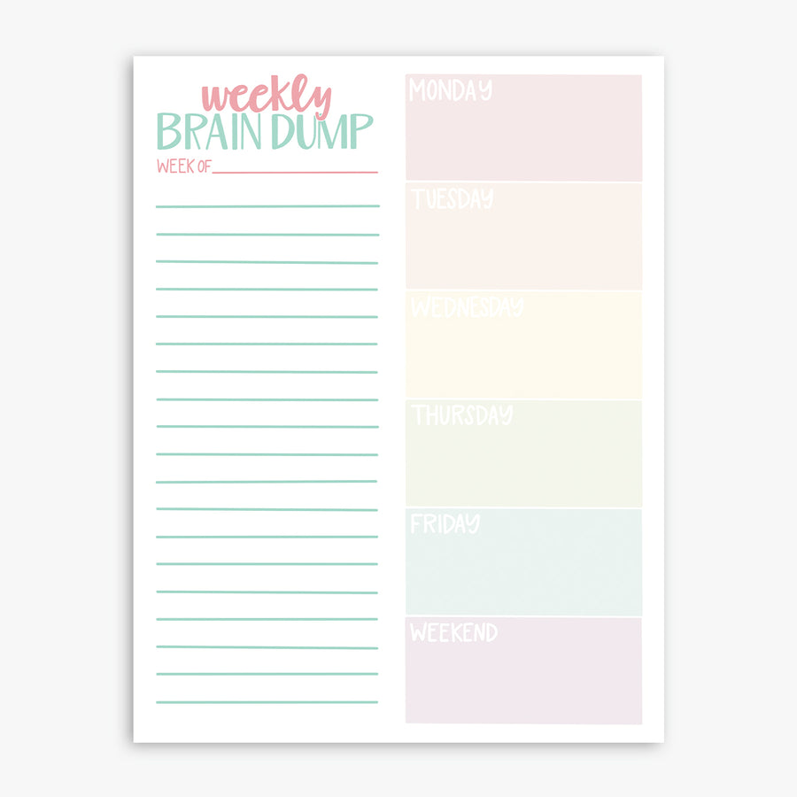 Weekly Brain Dump Notepad – Little Lovelies Studio